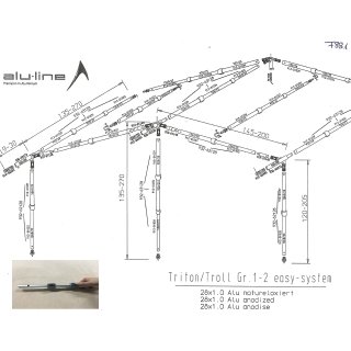 Aluline EA Gestänge Zeltgestänge Gr. 1-2 Easy System Gestänge Alugest ...