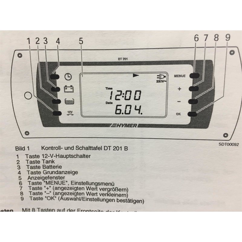 Schaudt Bedienpanel DT201 B mit Hymer Logo Bedienelement Kontrollpane ...